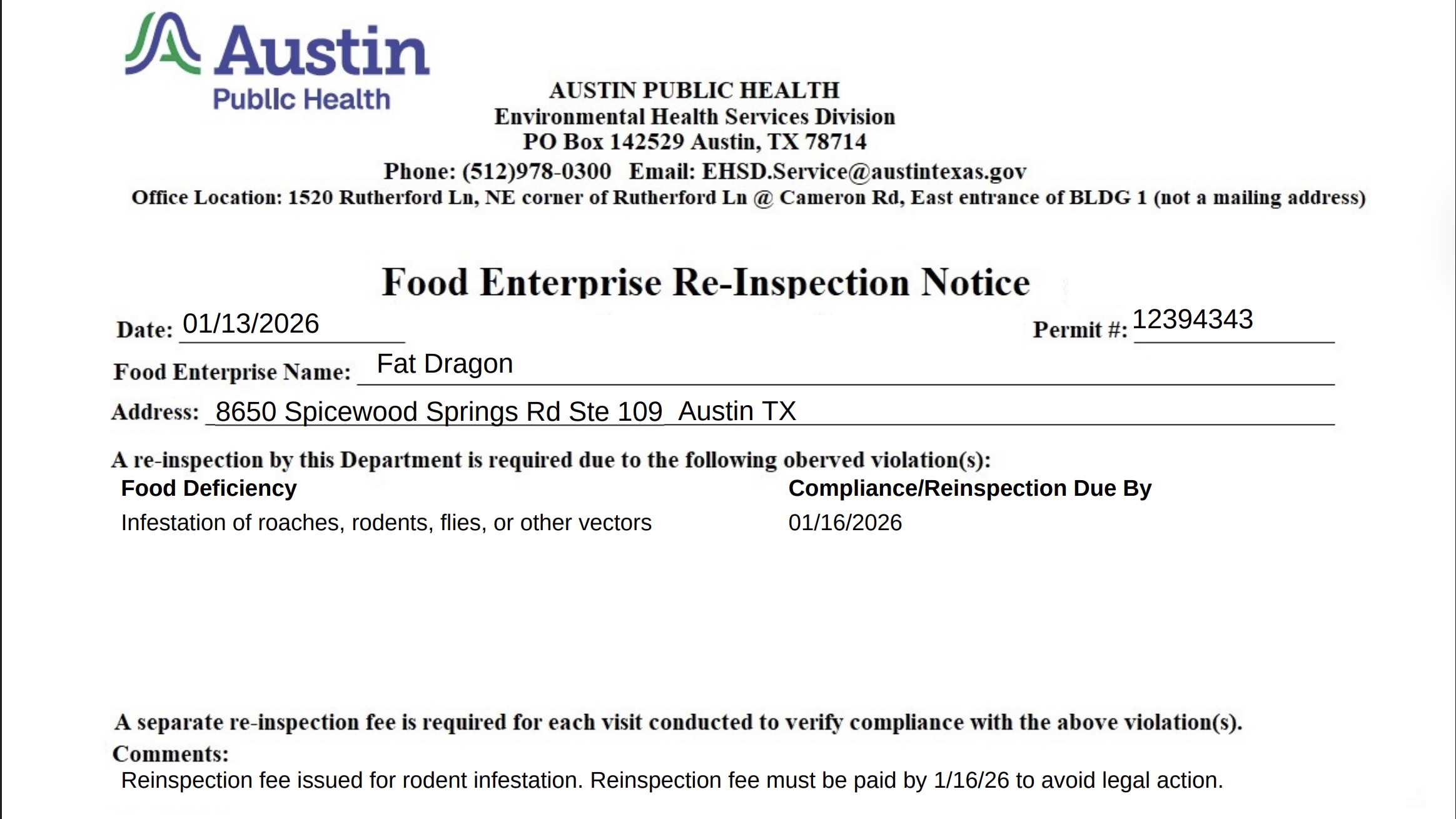 Austin Health Inspection Flags Asian Restaurant for Violations