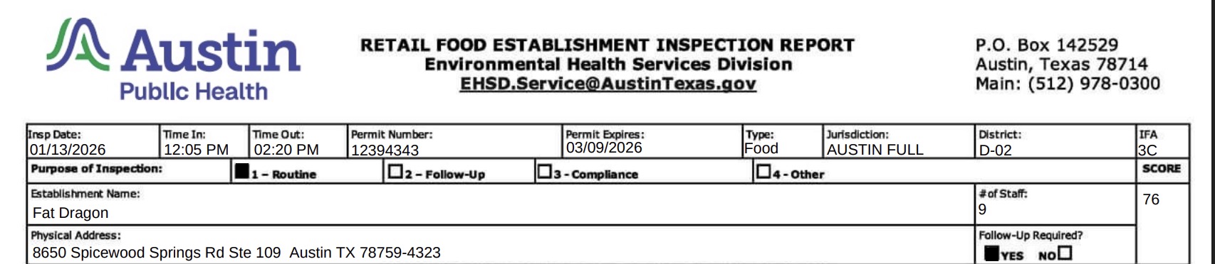 Austin Health Inspection Flags Asian Restaurant for Violations
